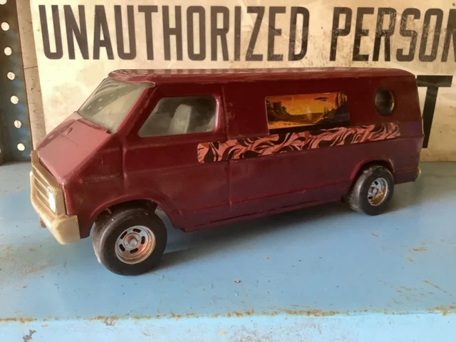 VINTAGE ERTL PRESSED Steel Dodge Purple Van Moon Windows metal as is ...