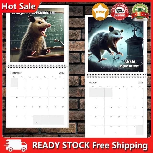 2025 FUNNY SCREAMING Possums Calendar 2025 Wall Calendar Paper Monthly ...