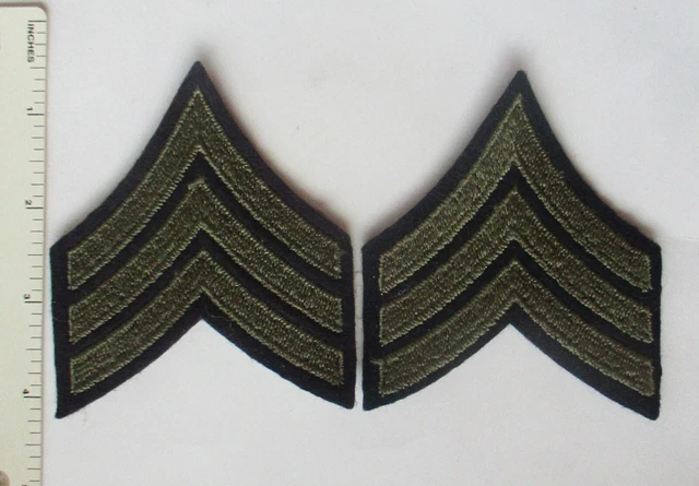 PAIR ORIGINAL WW2 Vintage US ARMY Sergeant RANK STRIPES PATCHES on Wool ...