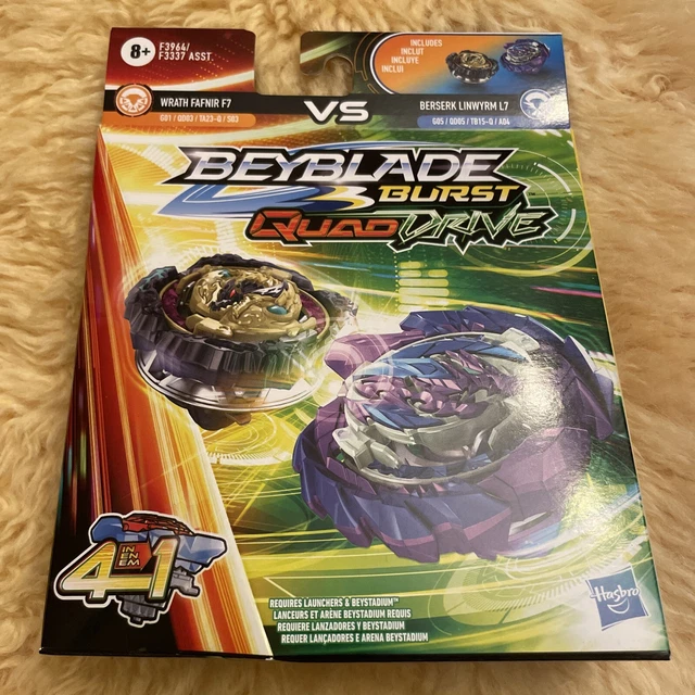 BEYBLADE BURST QUADDRIVE Wrath Fafnir F7 vs Berserk Linwyrm L7 ...