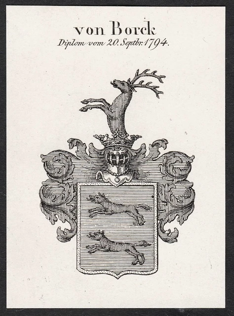 BORCK WAPPEN COAT of arms Kupferstich Genealogie Heraldik heraldry 1820 ...