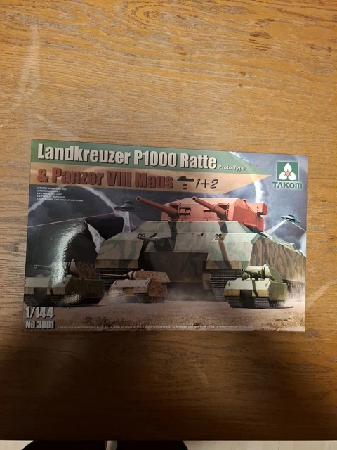 TAKOM 1/144 3001 Landkreuzer P1000 Ratte & Panzer VIII Maus EUR 39,00 ...