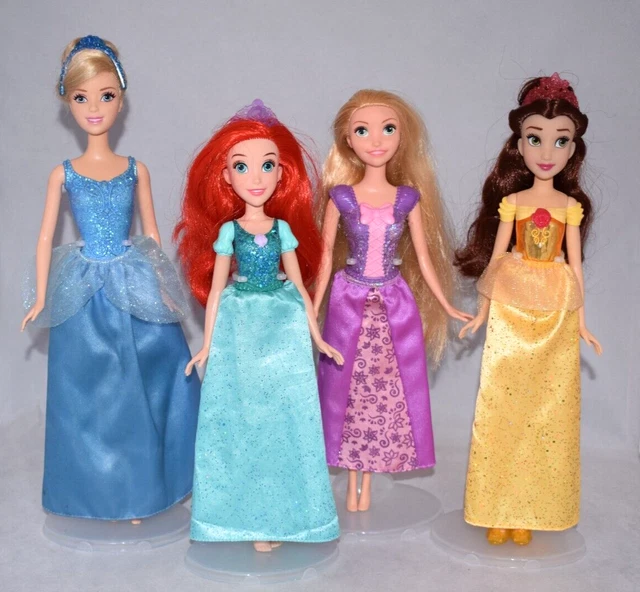 4X DISNEY PRINCESS Dolls Cinderella Ariel Belle Rapunzel Mattel Toys ...