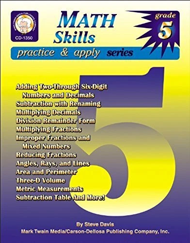 MATH SKILLS, GRADE 5 (PRACTICE & APPLY) By Steve Davis *Excellent ...