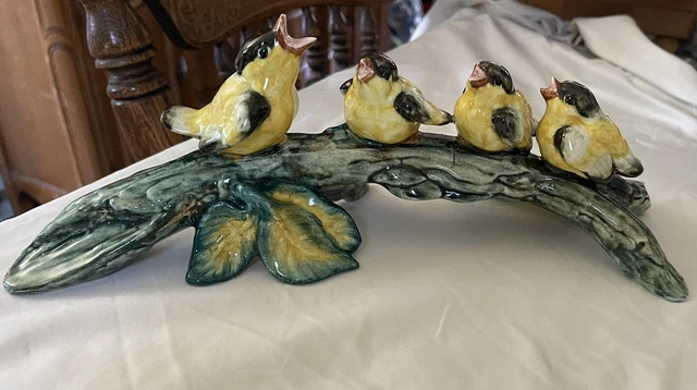 VINTAGE STANGL POTTERY Goldfinches Bird Family Figurine #3635 Retired ...