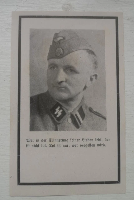 RARE WW2 GERMAN Death Card Waffen-SS War Merit Cross KIA 1944 East ...