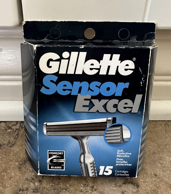 GILLETTE SENSOR EXCEL Razor blade Metal Shaver Handle Made USA 1993 15 ...