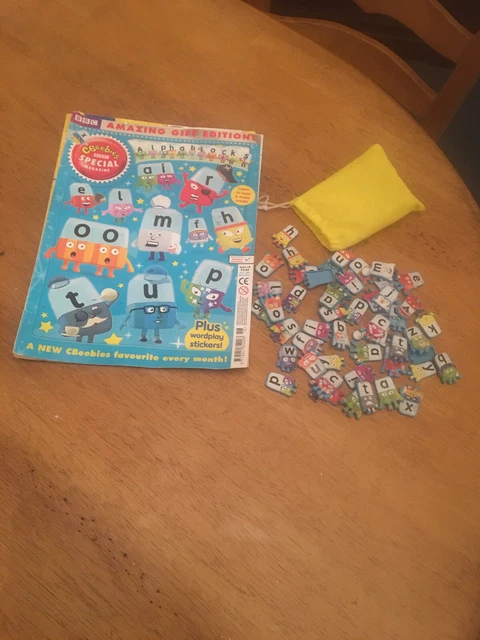 CBEEBIES ALPHABLOCKS AMAZING Letter tiles & Bag Free Magazine With ...