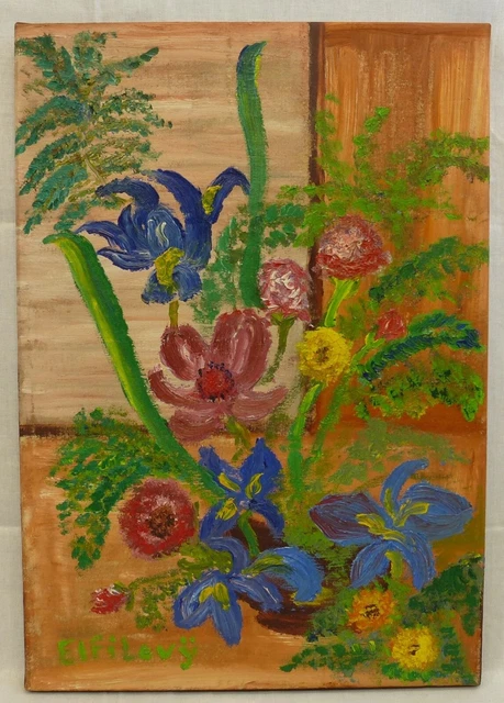 (B1263) ÖLGEMÄLDE &STILLLEBEN mit buntgepflanztem Blumentopf" Elfi Levy EUR 170,00 - PicClick DE