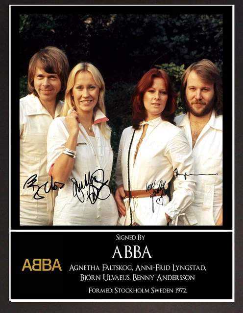 ABBA SIGNED MOUNTED Photo Print Display 10 x 12 Preprint Autograph £12. ...