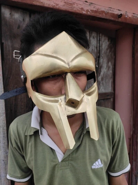 MF DOOM MASK Gladiator Mad-villain 18G Steel Brass Face Armor Medieval ...
