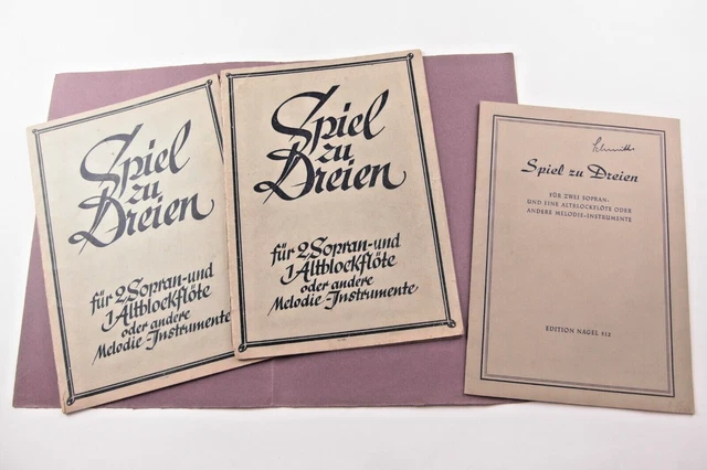ANCIENNE NOTES SPIEL Pour Dreien 2 X Flûte à Bec Soprano 1 X Vieux ...