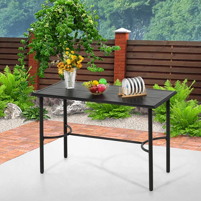 55& PATIO BAR Table Outdoor Bar Height Table Metal Dining Table ...