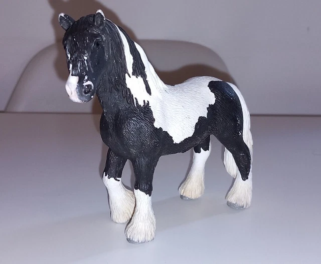 SCHLEICH TINKER STALLION Draft Cob Horse Black And White £12.99 ...