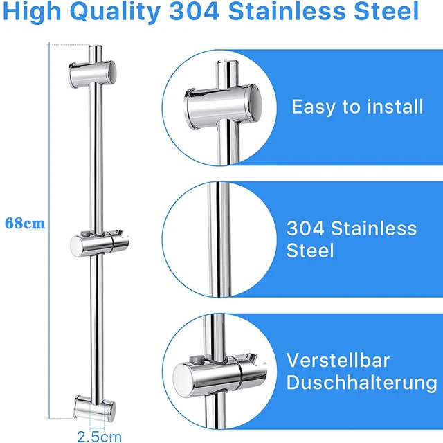 EDELSTAHL VERSTELLBAR DUSCHSTANGE Wandhalterung Variabel Holder ...