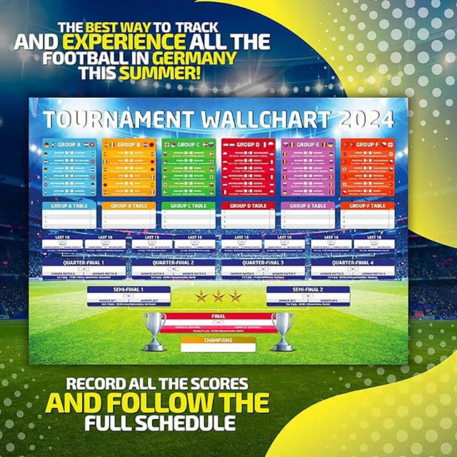 2024 EURO SOCCER Match Schedule Wall Chart Poster For Bar Home Party ...