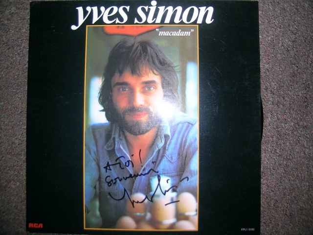 AUTOGRAPHE DÉDICACE ORIGINAL du Chanteur YVES SIMON sur Pochette LP 33T ...
