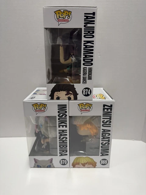 FUNKO POP DEMON Slayer Lot of 3 Tanjiro 874, Inosuke 870, Zenitsu 869 £ ...