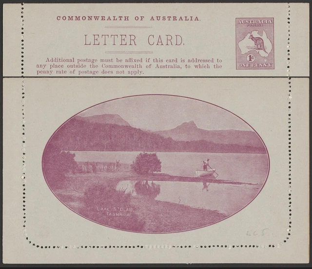 AUSTRALIA LETTERCARD 1913 Kangaroo 1d view lake St Clair. ACSC L14(67A ...