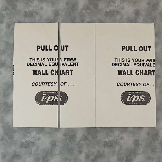 VINTAGE IPS DECIMAL Equivalent Wall Chart 📏 Fractional & Millimeter ...