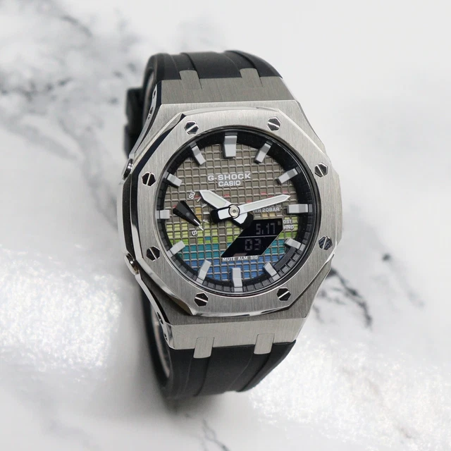 MONTRE CASIO G-SHOCK GA2100 - Custom Casioak Mod Kit Royal Oak - Black ...