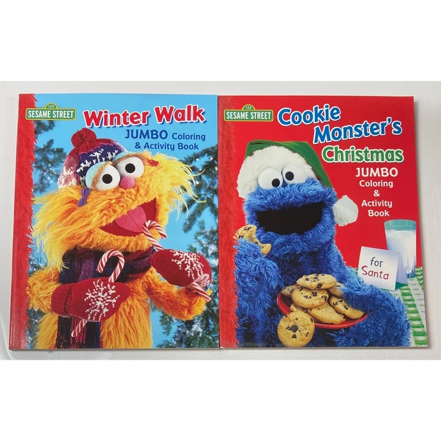 SESAME STREET WINTER Walk & Cookie Monster's Christmas Jumbo Coloring ...