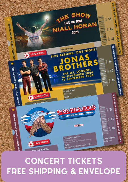 PERSONALISED SURPRISE CONCERT Festival Ticket Souvenir Gift Keepsake ...