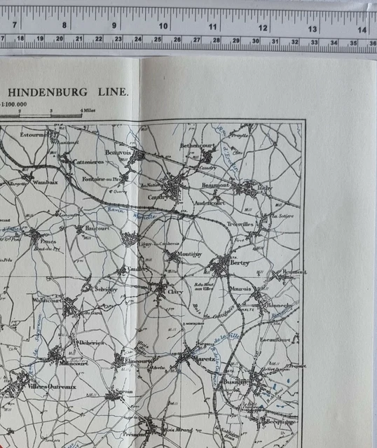 WW1 MAP BATTLE OF THE HINDENBURG LINE 7th OCTOBER FRENCH ST QUENTIN ...