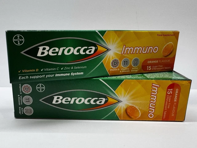 BEROCCA IMMUNO ORANGE Flavour 2 x 15 Packs | Effervescent Tablets ...