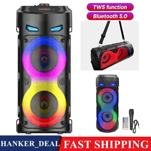 PORTABLE BLUETOOTH SPEAKER Subwoofer Heavy Bass Sound System Party with ...