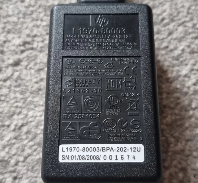 GENUINE HP 12V 1.25A 15W AC Adapter Power Charger PSU L1970-80003 BPA ...