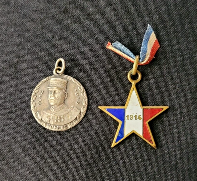 2 MÉDAILLES GUERRE 1914-1918 émail WW1 French Medals 1914 Star EUR 9,00 ...