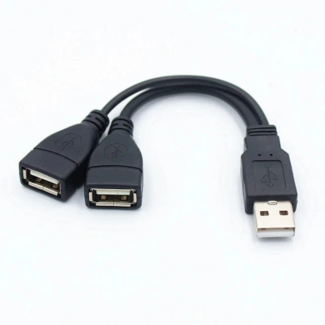 MALE USB 2.0 A 1 to 2 Dual USB Female Data Hub Power Adapter Y Splitter ...