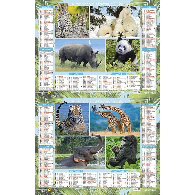 ALMANACH LA POSTE Calendrier Facteur 2026 (Animaux) EUR 9,90 - PicClick FR