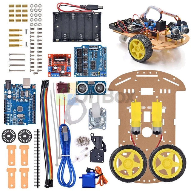 SMART ROBOT CAR Chassis Kit Ultrasonic module Avoidance tracking For ...