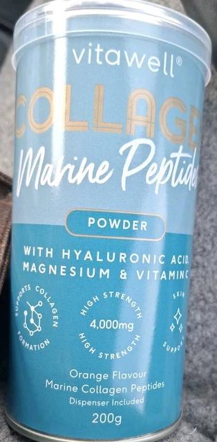 VITAWELL COLLAGEN MARINE Peptides Powder Orange Flavour 200g 03/26 £10. ...