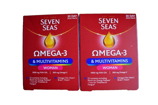 2X SEVEN SEAS Omega-3 Fish Oil and Multivitamins Woman 30 Duo Pack Capsules £19.99 - PicClick UK