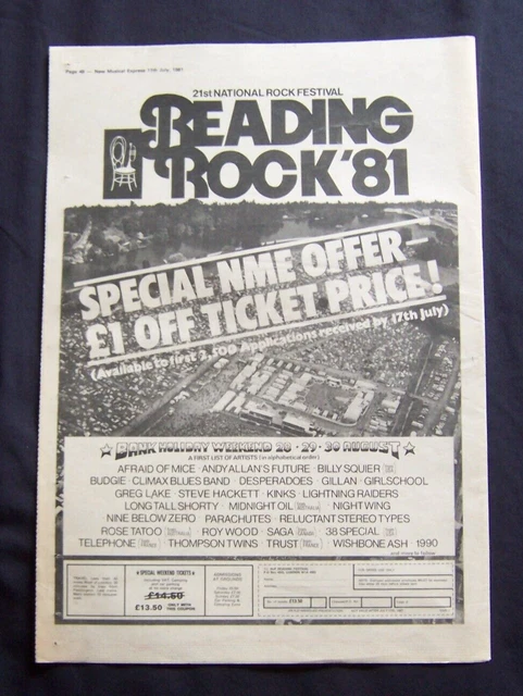 READING ROCK FESTIVAL Original 1978 Vintage Poster Advert The Jam ...