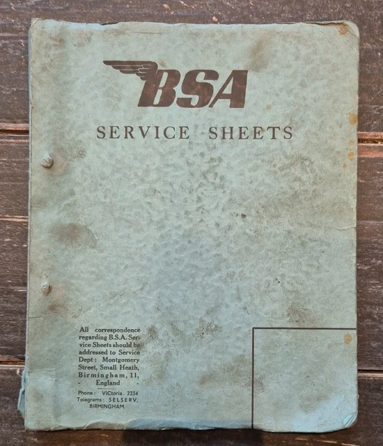 BSA SERVICE SHEETS Folder Group With Swinging Arm £5.92 - PicClick UK