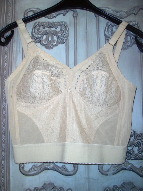 TRIUMPH JUWEL VINTAGE Spitzen Mieder Long BH 85 B haut Pin Up Bra NEU ...