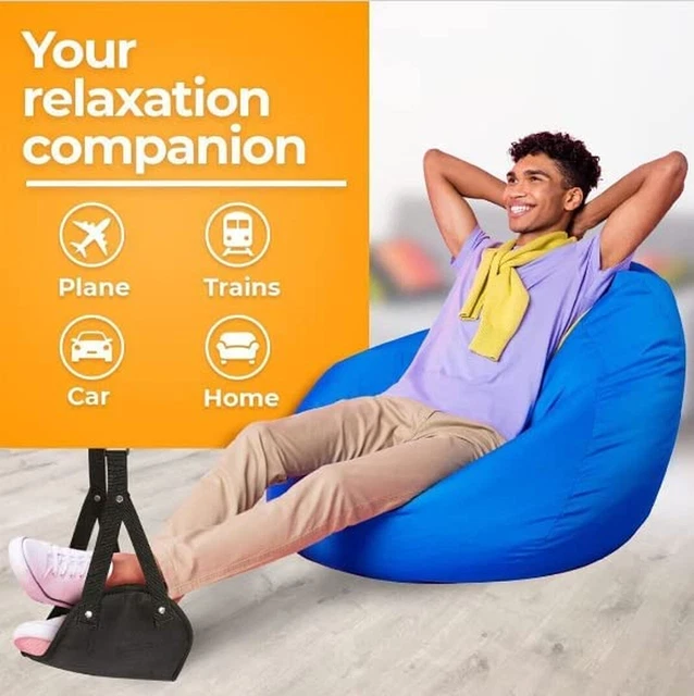 COMPLETE SET PORTABLE Travel Footrest Adjustable Height Sling Memory ...