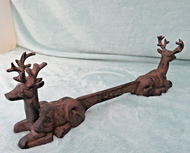ANTIQUE CAST IRON VICTORIAN DOUBLE STAG BOOT SCRAPER 17" LONG 2.1 Klo ...