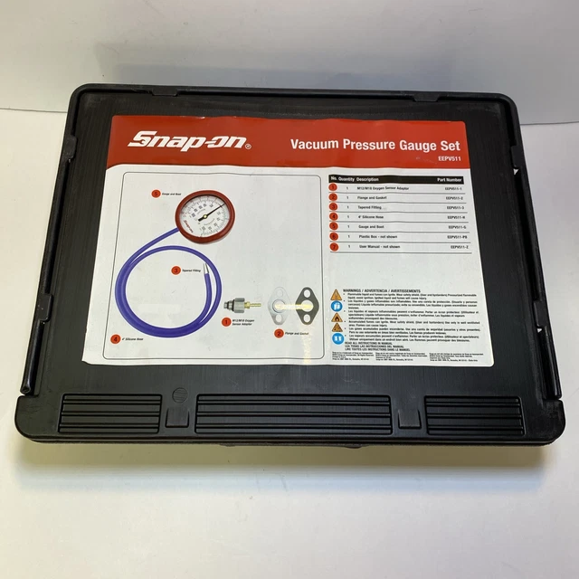 SNAP-ON TOOLS EEPV511 Vacuum Pressure Gauge Tester Set in Case EUR 167 ...
