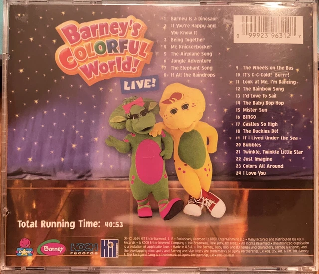 BARNEY'S COLORFUL WORLD Live! (CD, 2004) Children's 1 Disc Audio CD I ...