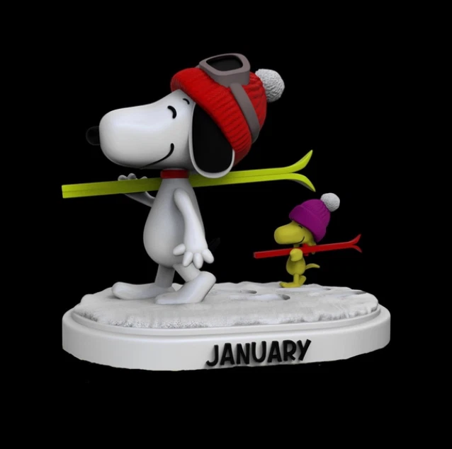 UNPAINTED PEANUTS SNOOPY Winter Diorama 3D Printed Model Kit 6" Tall (1 ...