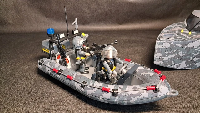 PLAYMOBIL BATEAU FURTIF 4882 + canot 9362 Super Set Marine 100% custom ...