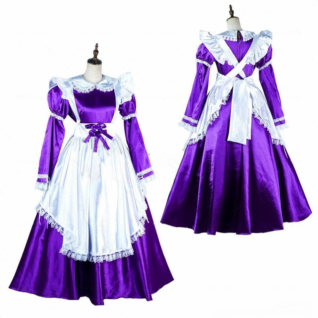 GOTHIC LOLITA SISSY Girl Lockable Purple Satin Dress Cosplay costume ...