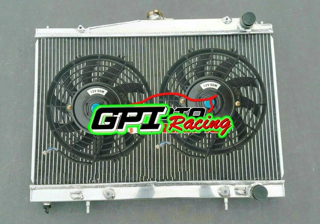 ALUMINUM RADIATOR+FANS FOR Nissan Skyline R33/R34 GTS-T GTR GTT RB25DET ...