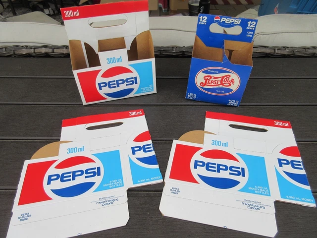 4 PEPSI 6 Pack Bottle Cardboard Carriers 3-300ml From Canada / 1 -4 ...