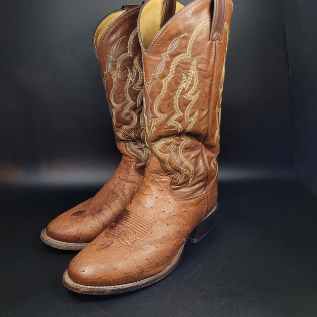 TONY LAMA MEN 9 EE Tiberius Brandy Smooth Ostrich Boot Round Toe 06081 ...